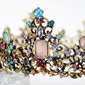 SWEETV Jeweled Baroque Queen Crown - Rhinestone Wedding Crowns and Tiaras for Women, Costume Party Hair Accessories with Gemstones,Victoria