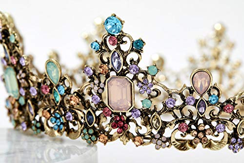 SWEETV Jeweled Baroque Queen Crown - Rhinestone Wedding Crowns and Tiaras for Women, Costume Party Hair Accessories with Gemstones,Victoria