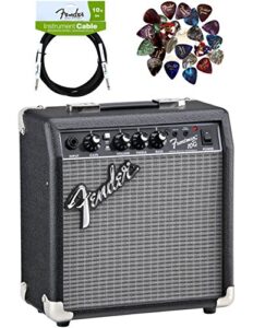 fender frontman 10g guitar combo amplifier - black bundle with instrument cable and picks