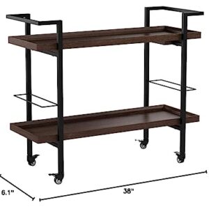 Christopher Knight Home Gerard Industrial Wooden Bar Cart, Dark Walnut Finish / Black