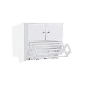 danya b. accordion wall mount drying rack with cabinet,white