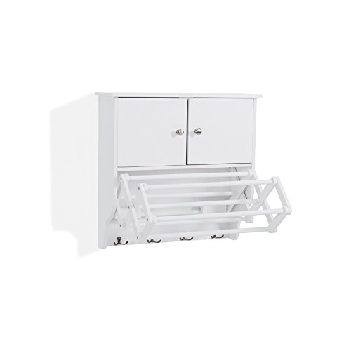 Danya B. Accordion Wall Mount Drying Rack with Cabinet,White