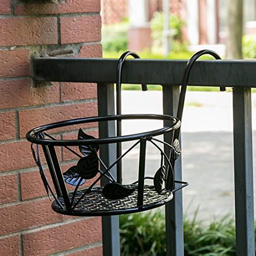 Tosnail 3 Pack 8" Railing Planter Holder Hanging Flower Stand Balcony Deck Fence Flower Plant Pots Holder for Indoor Outdoor Use - Black