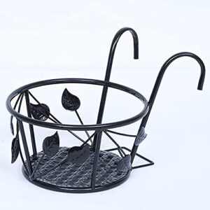 Tosnail 3 Pack 8" Railing Planter Holder Hanging Flower Stand Balcony Deck Fence Flower Plant Pots Holder for Indoor Outdoor Use - Black