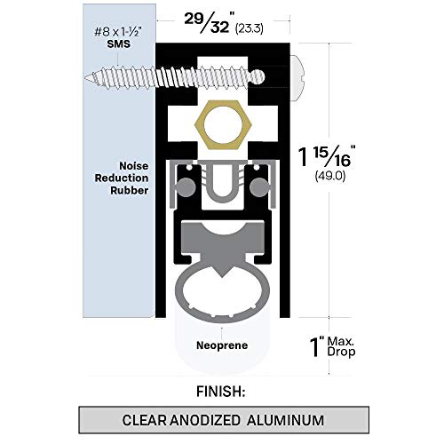 Surface Automatic/Fire Rated/Heavy Duty Door Bottom with Closed Cell Rubber Extrusion (7563CA), SMS #8 x 1-1/2'' Supplied, (29/32'' W x 1-29/32'' H x 48'' L)