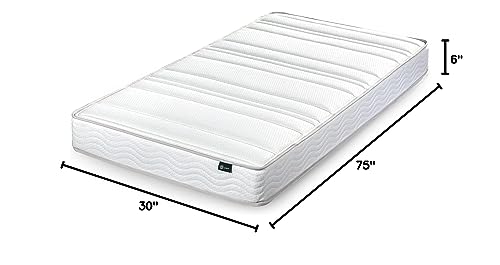 ZINUS 6 Inch Foam and Spring Mattress, CertiPUR-US Certified Foams,Mattress-in-a-Box, Narrow Twin, off white