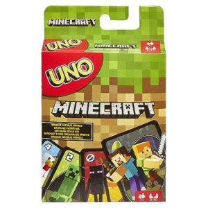 uno minecraft card game videogame-themed collectors deck 112 cards with character images, gift for fans ages 7 years old & up