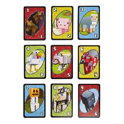 UNO Minecraft Card Game Videogame-Themed Collectors Deck 112 Cards With Character Images, Gift For Fans Ages 7 Years Old & Up