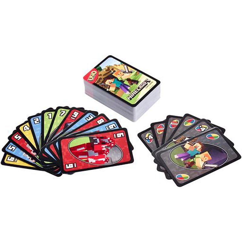 UNO Minecraft Card Game Videogame-Themed Collectors Deck 112 Cards With Character Images, Gift For Fans Ages 7 Years Old & Up