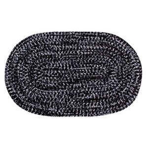 better trends chenille tweed braid collection is durable and stain resistant reversible indoor area utility rug 100% polyester in vibrant colors, 22" x 40" oval, black & gray