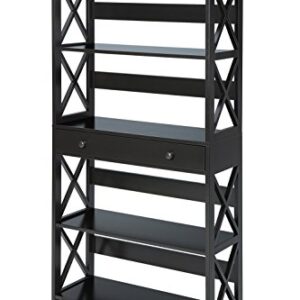 Convenience Concepts Oxford 5 Tier Bookcase with Drawer, Black