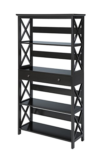 Convenience Concepts Oxford 5 Tier Bookcase with Drawer, Black