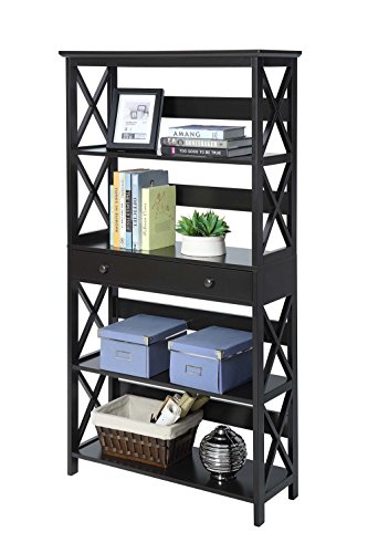 Convenience Concepts Oxford 5 Tier Bookcase with Drawer, Black