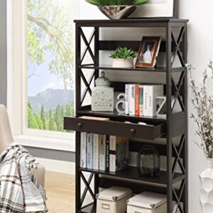 Convenience Concepts Oxford 5 Tier Bookcase with Drawer, Black