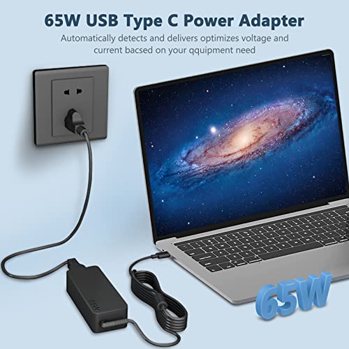 65W 45W Type C Power Adapter Chromebook, USB C Charger Fit for Lenovo Chromebook C330 S330 300e 100e 500e Chromebook 2nd Gen MTK AST N23 Yoga Series Laptop AC Adapter Power