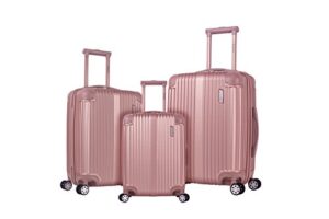 rockland berlin hardside expandable spinner wheel luggage set, rose gold, 3-piece (20/24/28)