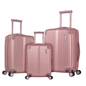 Rockland Berlin Hardside Expandable Spinner Wheel Luggage Set, Rose Gold, 3-Piece (20/24/28)