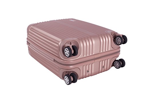 Rockland Berlin Hardside Expandable Spinner Wheel Luggage Set, Rose Gold, 3-Piece (20/24/28)