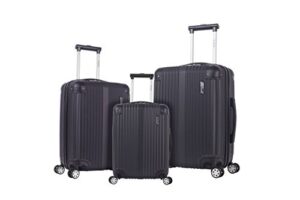 rockland berlin hardside expandable spinner wheel luggage, black, 3-piece set (20/24/28)