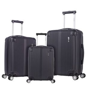 Rockland Berlin Hardside Expandable Spinner Wheel Luggage, Black, 3-Piece Set (20/24/28)