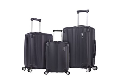 Rockland Berlin Hardside Expandable Spinner Wheel Luggage, Black, 3-Piece Set (20/24/28)