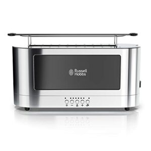 russell hobbs 2-slice glass accent long toaster, black & stainless steel, trl9300bkr