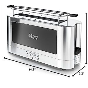 Russell Hobbs 2-Slice Glass Accent Long Toaster, Black & Stainless Steel, TRL9300BKR