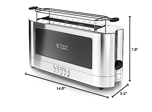 Russell Hobbs 2-Slice Glass Accent Long Toaster, Black & Stainless Steel, TRL9300BKR