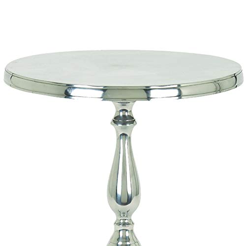 Benzara Traditional Style Aluminum Accent Table with Pedestal Base, Silver