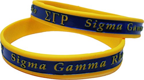 Cultural Exchange Sigma Gamma Rho 2-Tone Color Silicone Bracelet [Pack of 2 - Gold/Blue - 8"]