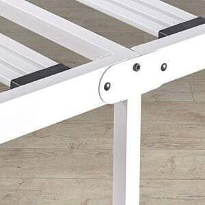 Mellow Rocky Base E 14" Platform Bed Heavy Duty Steel White, w/ Patented Wide Slats (No Box Spring Needed)- Twin XL