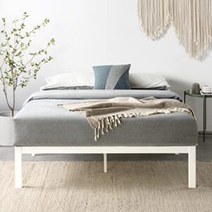 Mellow Rocky Base E 14" Platform Bed Heavy Duty Steel White, w/ Patented Wide Slats (No Box Spring Needed)- Twin XL