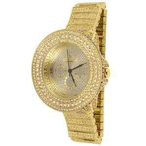 techno king men's heart of stone series golden world watch (6212gm gold)