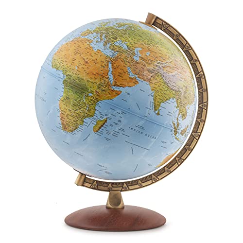 Waypoint Geographic Lugano Globe, 12" Illuminated Blue Ocean-Style Globe, Up-to-Date Globe, Reference Globe, Decorative World Globe For Home and Office Decor