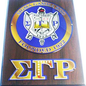 Cultural Exchange Sigma Gamma Rho Circle Crest Wooden Wall Plaque [Brown - 12" x 9"]