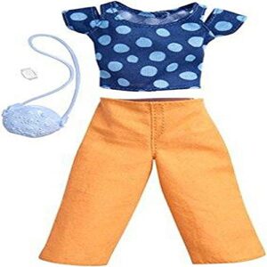 barbie fashions complete look blue polka dot top & peach pants set