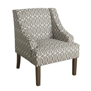 homepop swoop arm accent chair, grey trellis medium