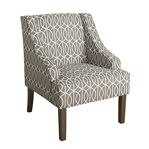 HomePop Swoop Arm Accent Chair, Grey Trellis Medium