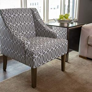 HomePop Swoop Arm Accent Chair, Grey Trellis Medium