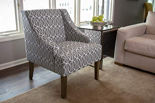 HomePop Swoop Arm Accent Chair, Grey Trellis Medium