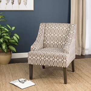 HomePop Swoop Arm Accent Chair, Grey Trellis Medium