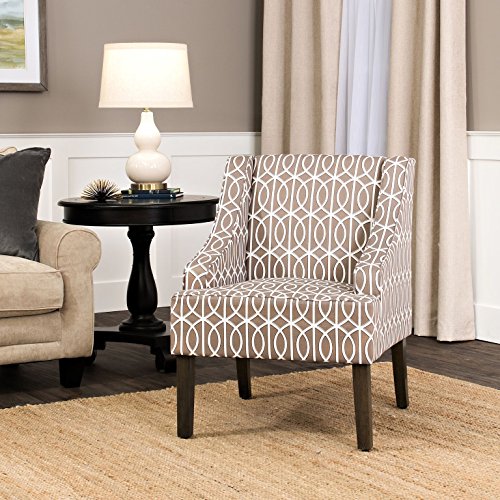 HomePop Swoop Arm Accent Chair, Grey Trellis Medium