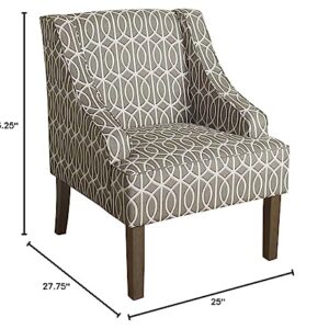 HomePop Swoop Arm Accent Chair, Grey Trellis Medium