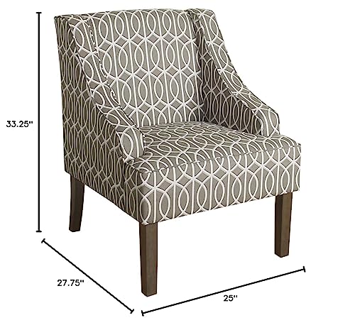 HomePop Swoop Arm Accent Chair, Grey Trellis Medium