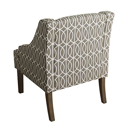 HomePop Swoop Arm Accent Chair, Grey Trellis Medium