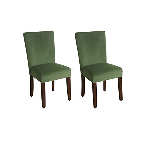 HomePop Parsons Classic Upholstered Accent Dining Chair, Set of 2, Dark Green Velvet