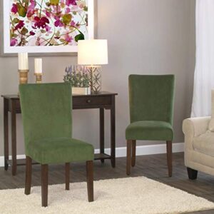 HomePop Parsons Classic Upholstered Accent Dining Chair, Set of 2, Dark Green Velvet