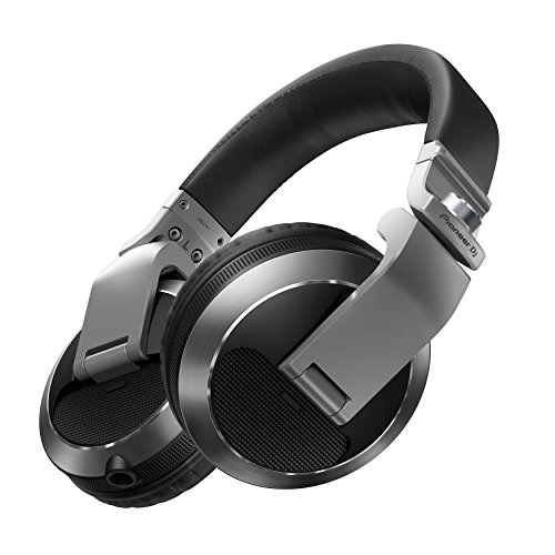 Pioneer DJ HDJ-X7-S - Closed-back Circumaural DJ Headphones with 50mm Drivers, with 5Hz-30kHz Frequency Range, Detachable Cable, and Carry Pouch - Silver