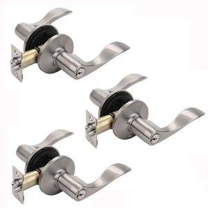 dynasty hardware her-00-us15, heritage front door entry lever lockset, satin nickel - (3 pack) - keyed alike