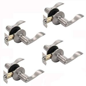 dynasty hardware her-00-us15, heritage front door entry lever lockset, satin nickel - (4 pack) - keyed alike